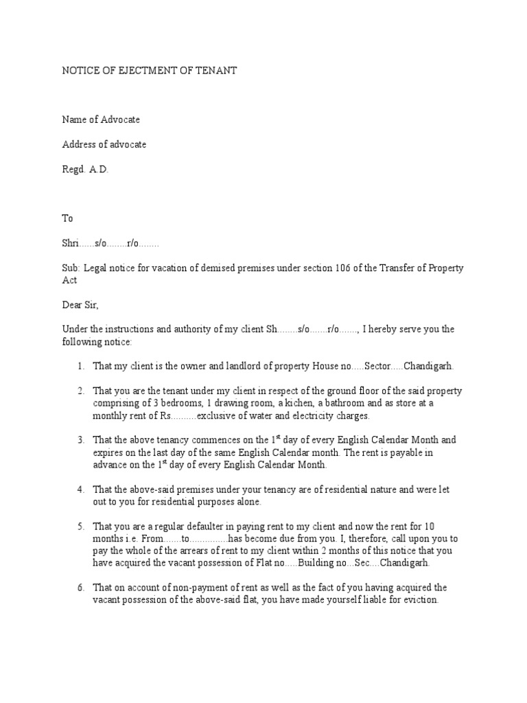 Notice of Ejectment of Tenant | PDF