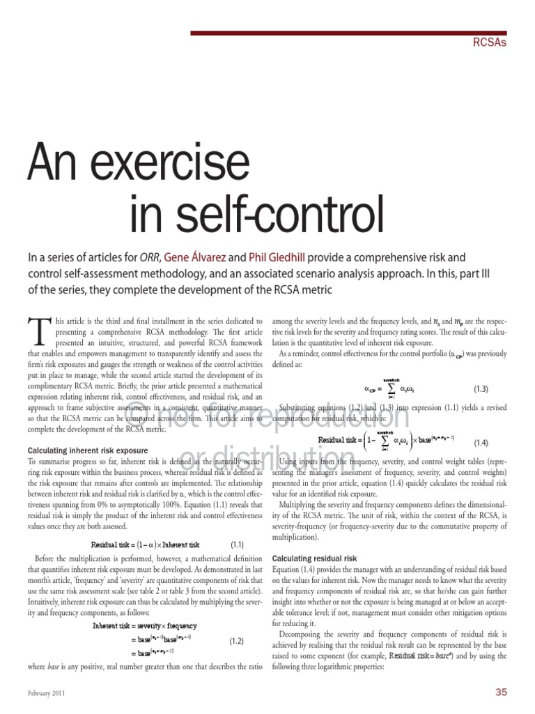 An Exercise in Sel-Control PDF | PDF | Risk | Risk Management