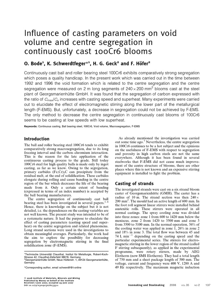 100Cr6 Porosity PDF | PDF | Casting (Metalworking) | Steel