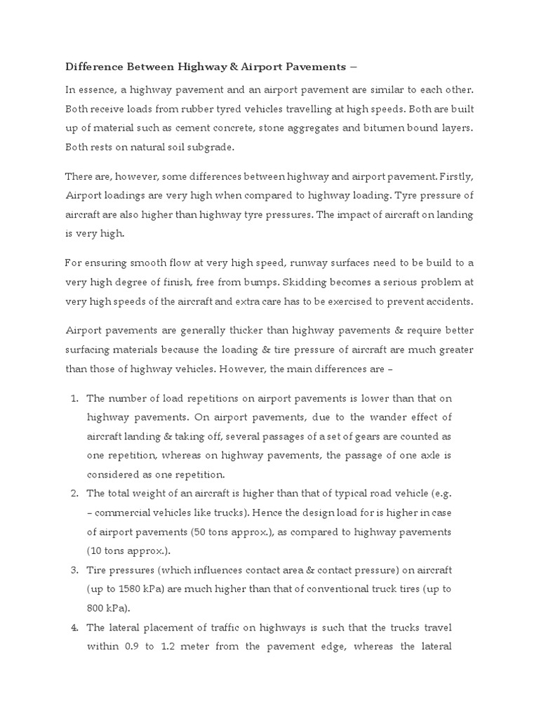 Difference Between Highway and Airport PDF | PDF | Road Surface | Tire