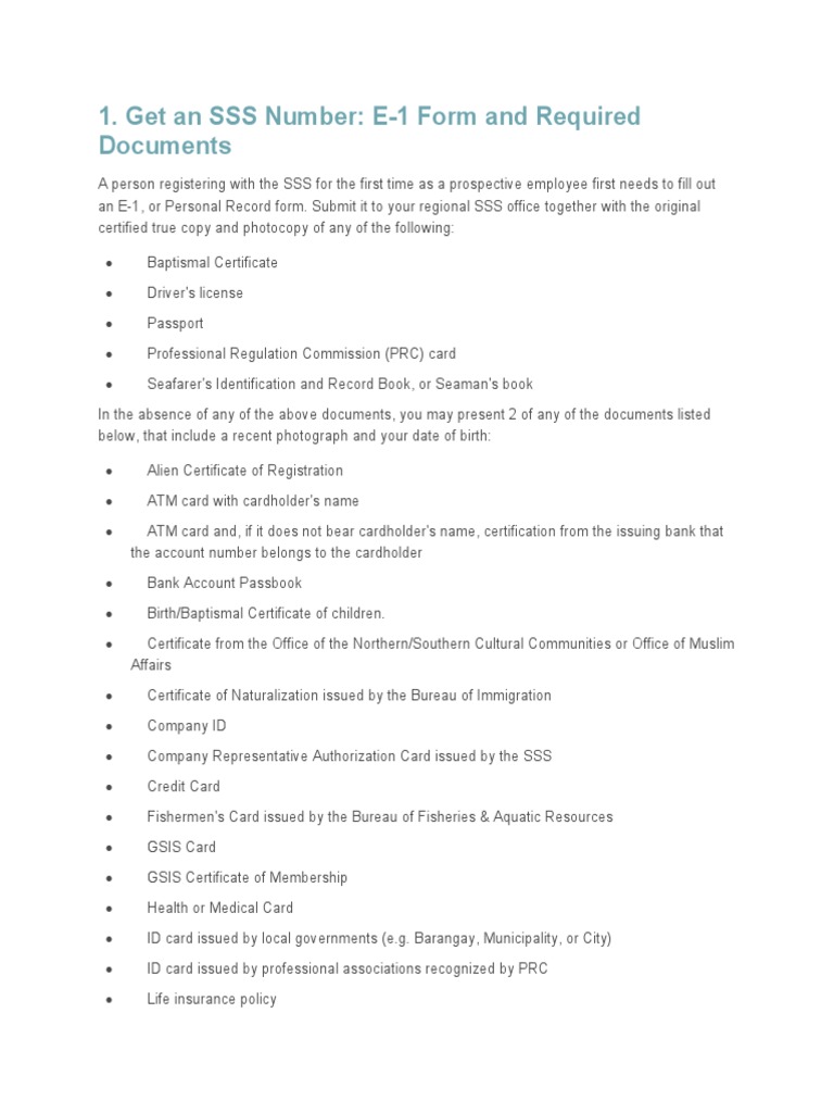 Sss Requirements and Process | PDF | Identity Document | Social ...