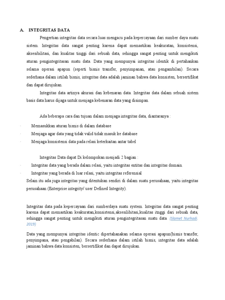 Pentingnya Integritas Data dalam Sistem | PDF