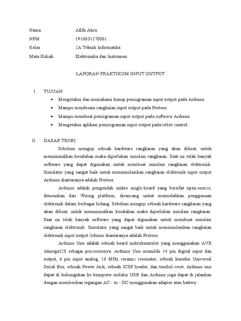 Laporan Praktikum Input Output | PDF