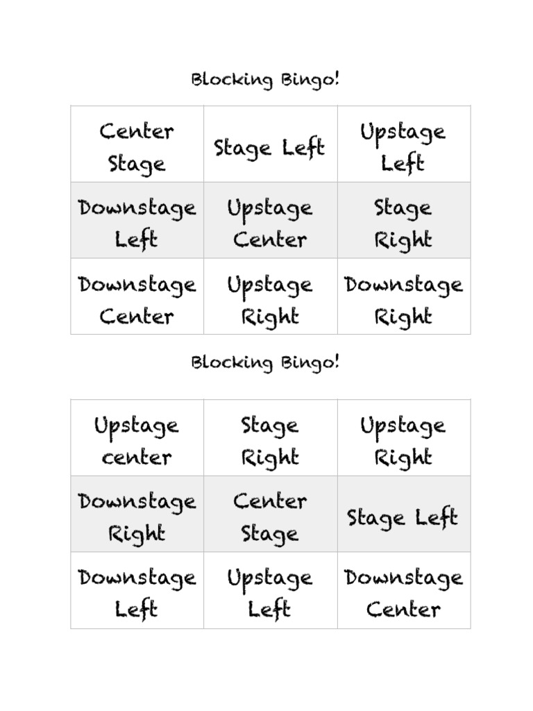 Blocking Bingo Sheets | PDF | Concert Dance | Acting