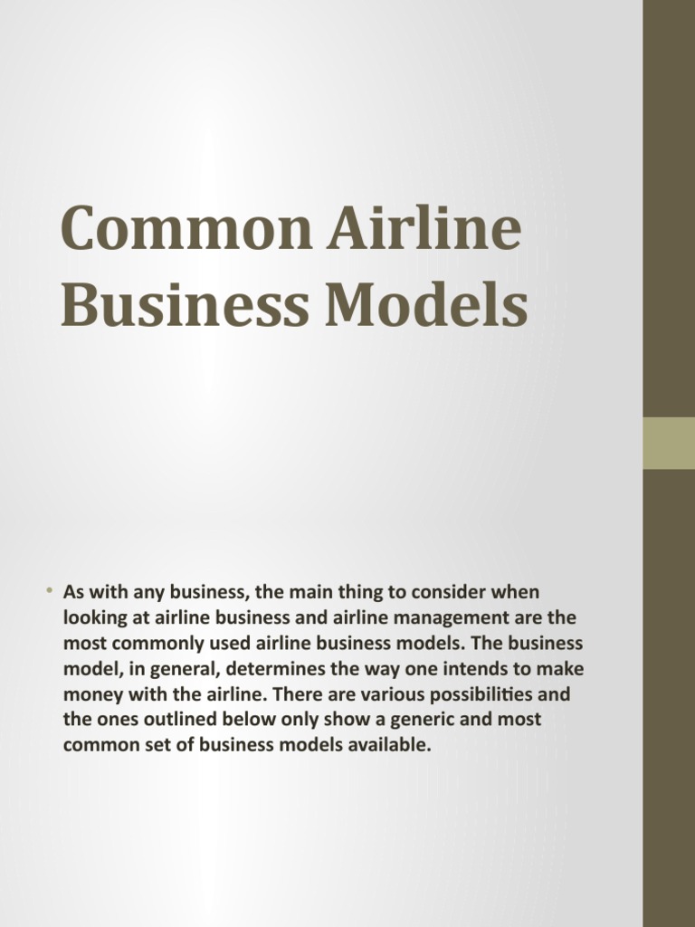 Overview of Airline Business Models | PDF | Low Cost Carrier | Airlines