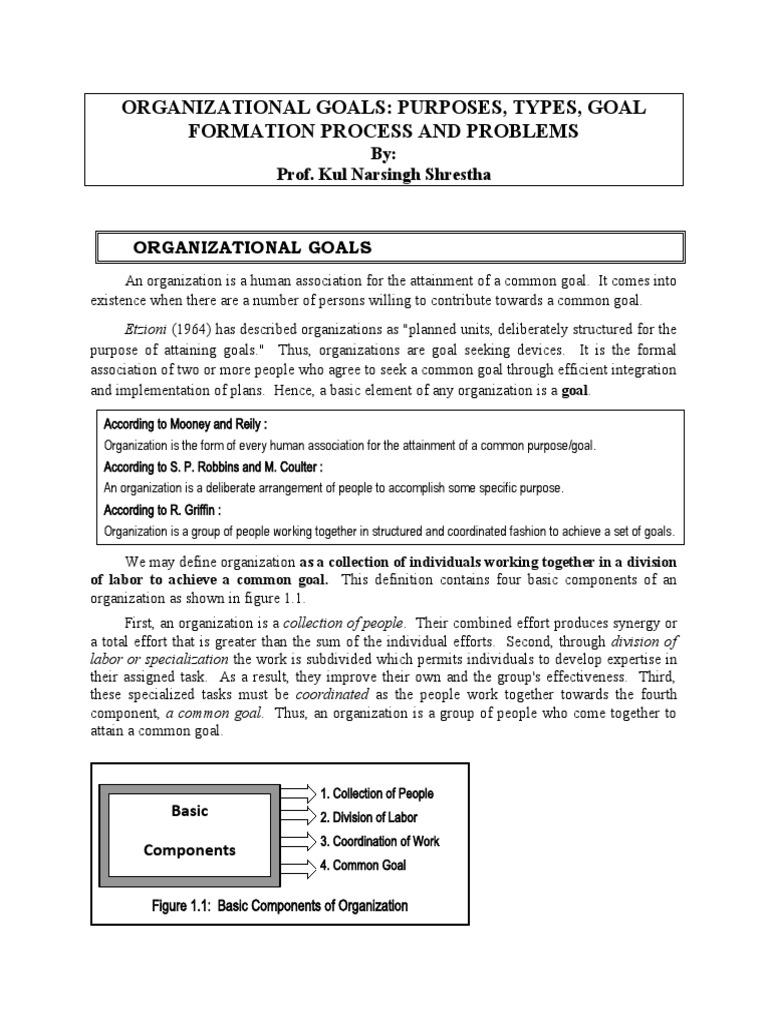 Organizational Goals: Purposes, Types, Goal Formation Process and ...