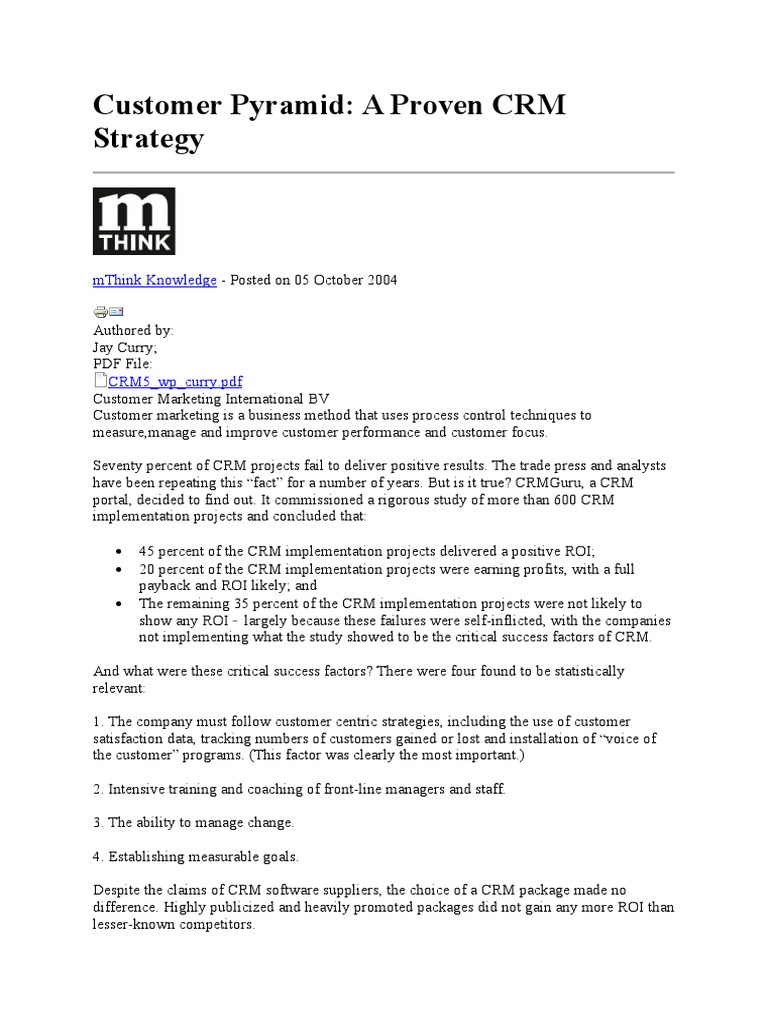 Customer Pyramid: A Proven CRM Strategy: Mthink Knowledge | PDF ...