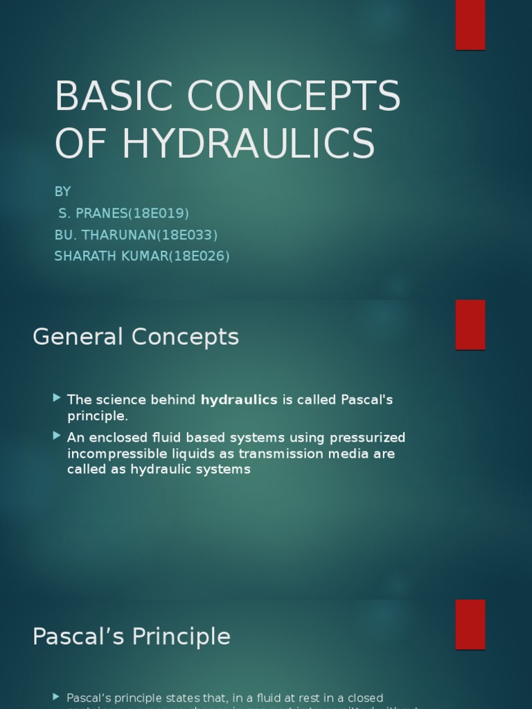 Basic Concepts of Hydraulics | PDF