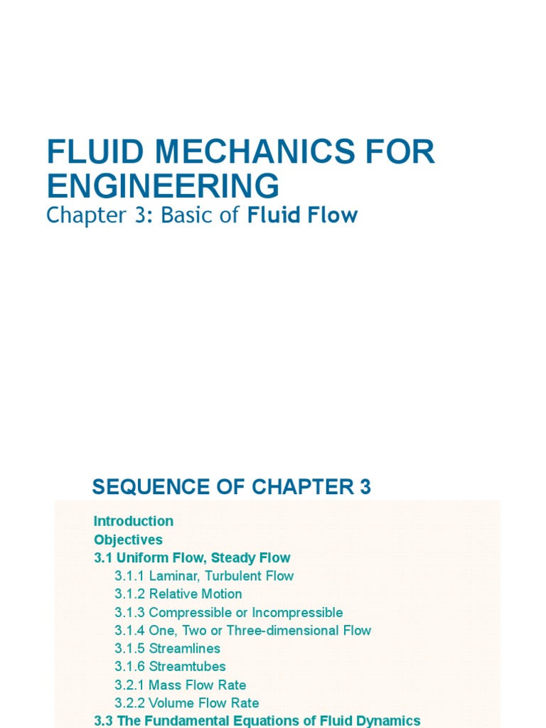 Chapter 3 Fluid Mechanics For Engineering Pdf Fluid Dynamics