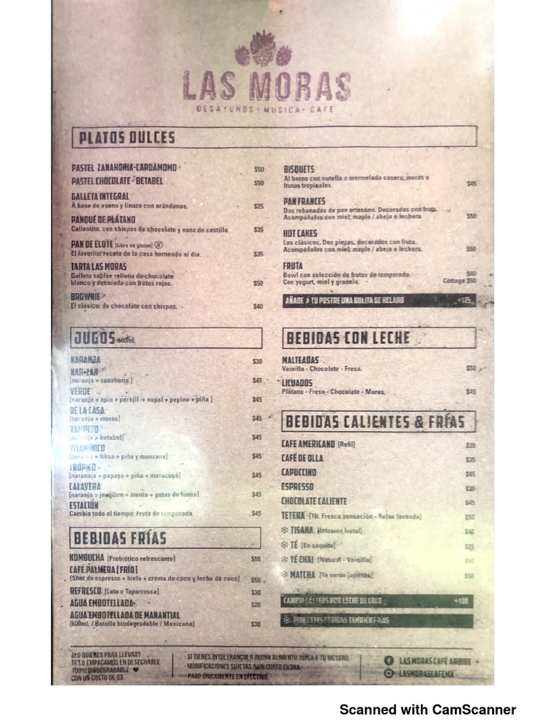 Las Moras Menu | PDF