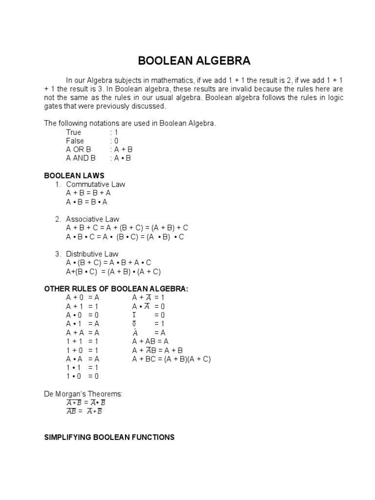 Bolean Algebra & K-MAP | PDF | Boolean Algebra | Teaching Mathematics