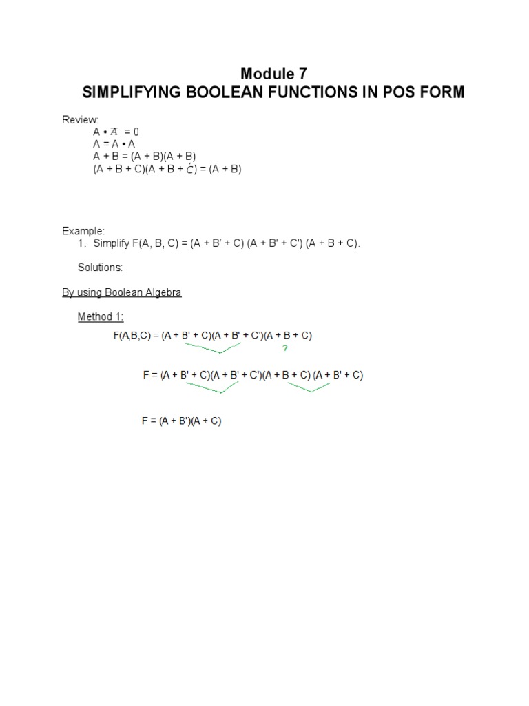 Simplifying Boolean Functions in POS Form | PDF | Mathematical Analysis ...