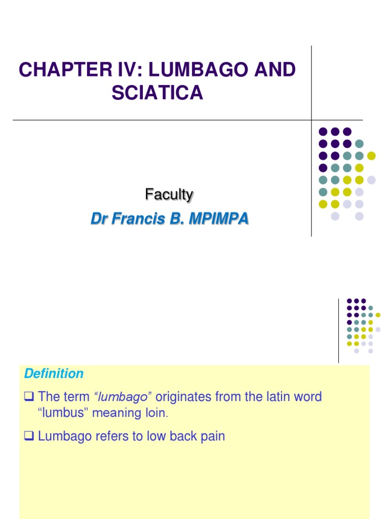 Chapter Iv. Lumbago-Sciatica PDF | PDF | Back Pain | Low Back Pain