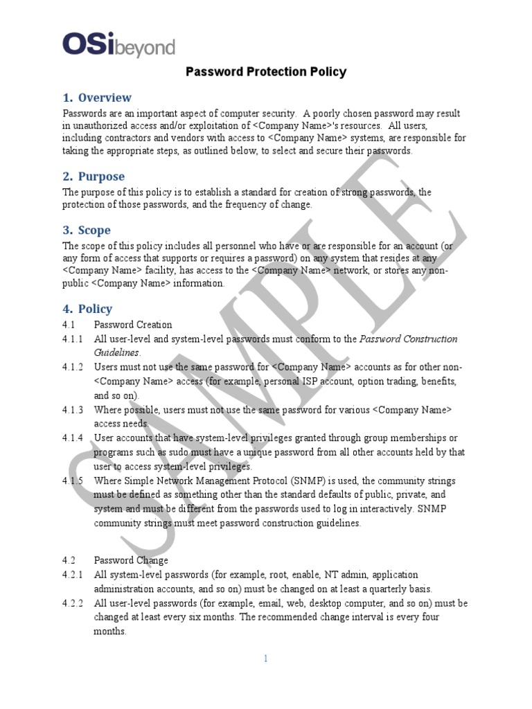Overview: Password Protection Policy | PDF | Password | Information ...