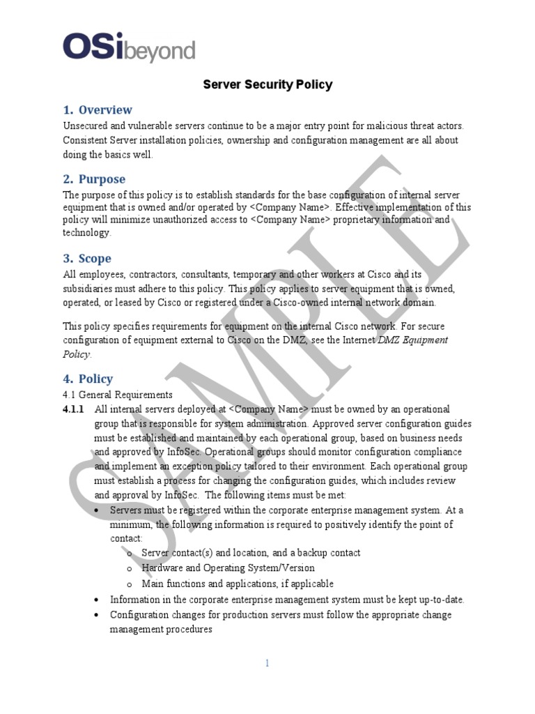 Overview: Server Security Policy | PDF | Information Security | Server ...