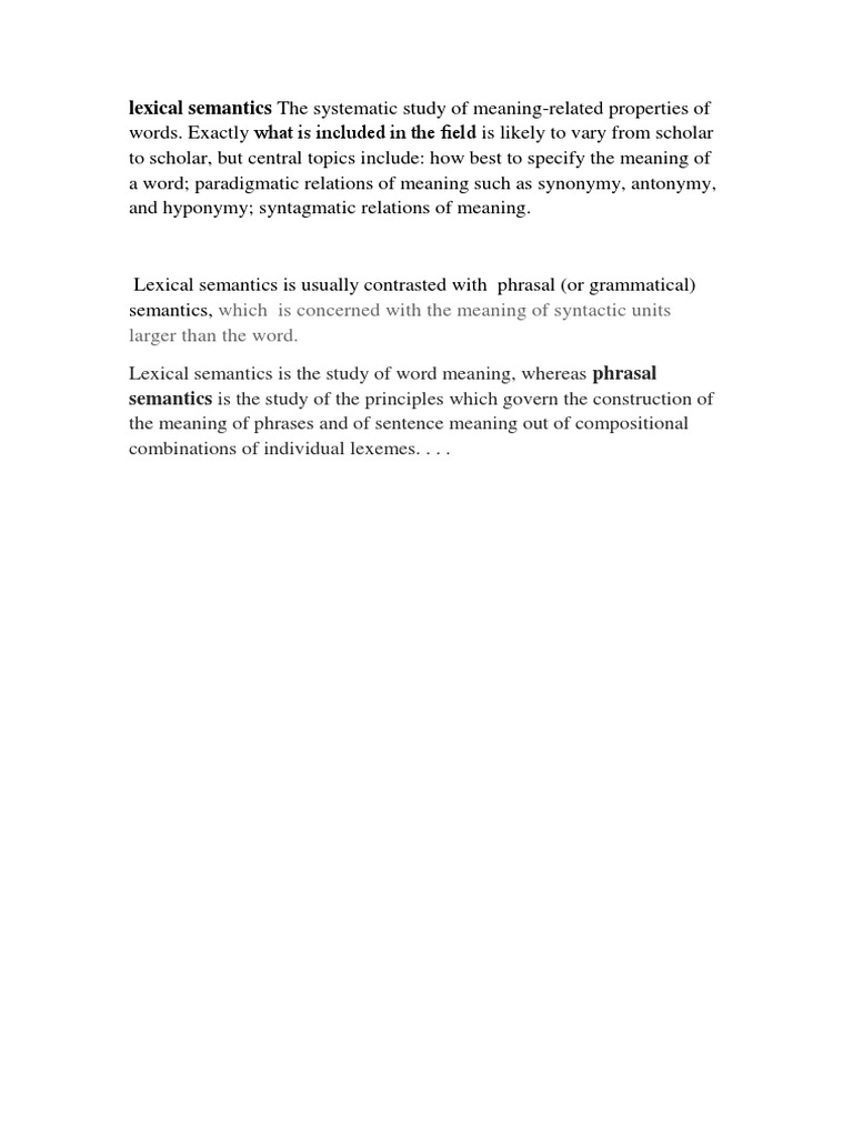 Lexical Semantics Explained | PDF