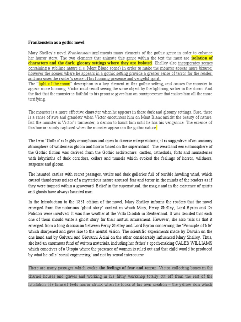 Frankenstein As A Gothic Novel52 | PDF | Frankenstein | Gothic Fiction