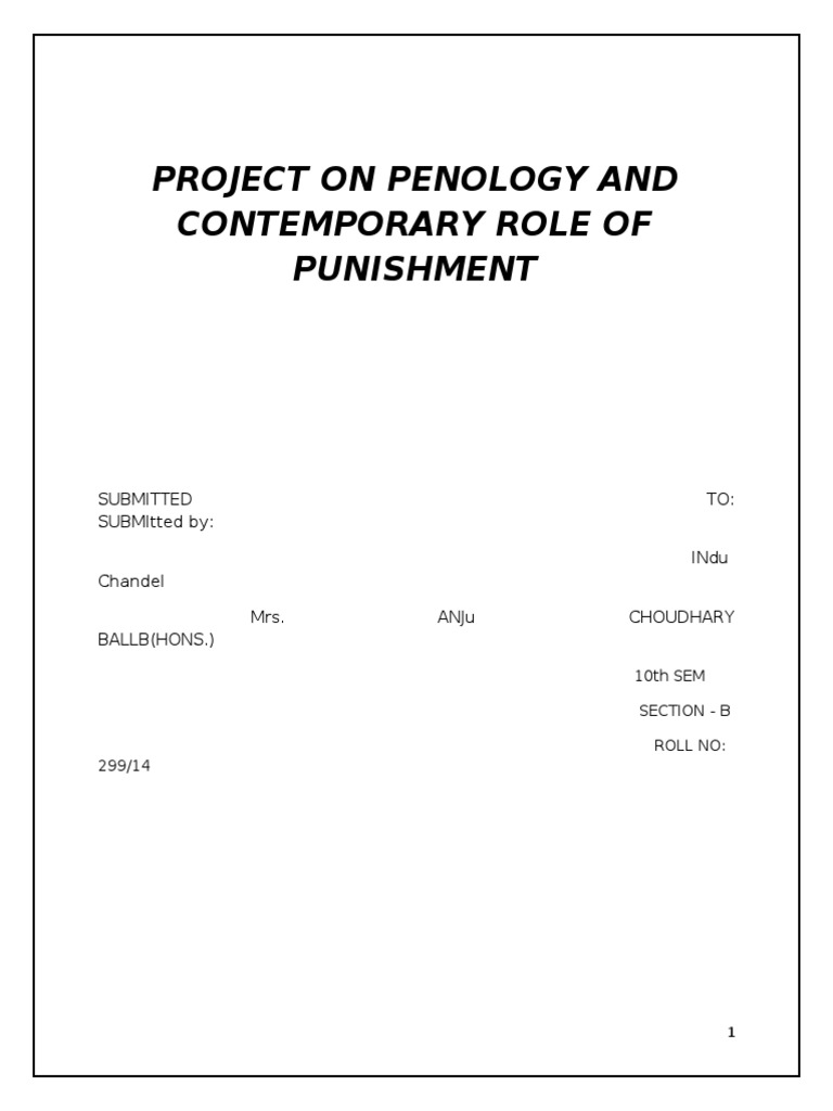 Project On Penology and Contemporary Role of Punishment | PDF ...