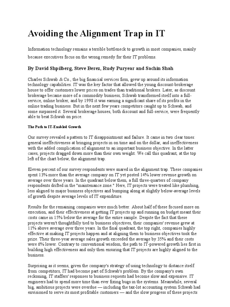 Avoiding The Alignment Trap in IT | PDF | Enterprise Resource Planning ...