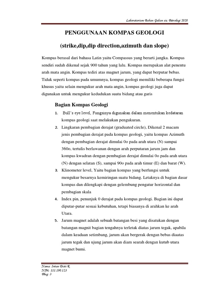 Penggunaan Kompas Geologi dan Dip Direction | PDF | Metode & Bahan Ajar ...
