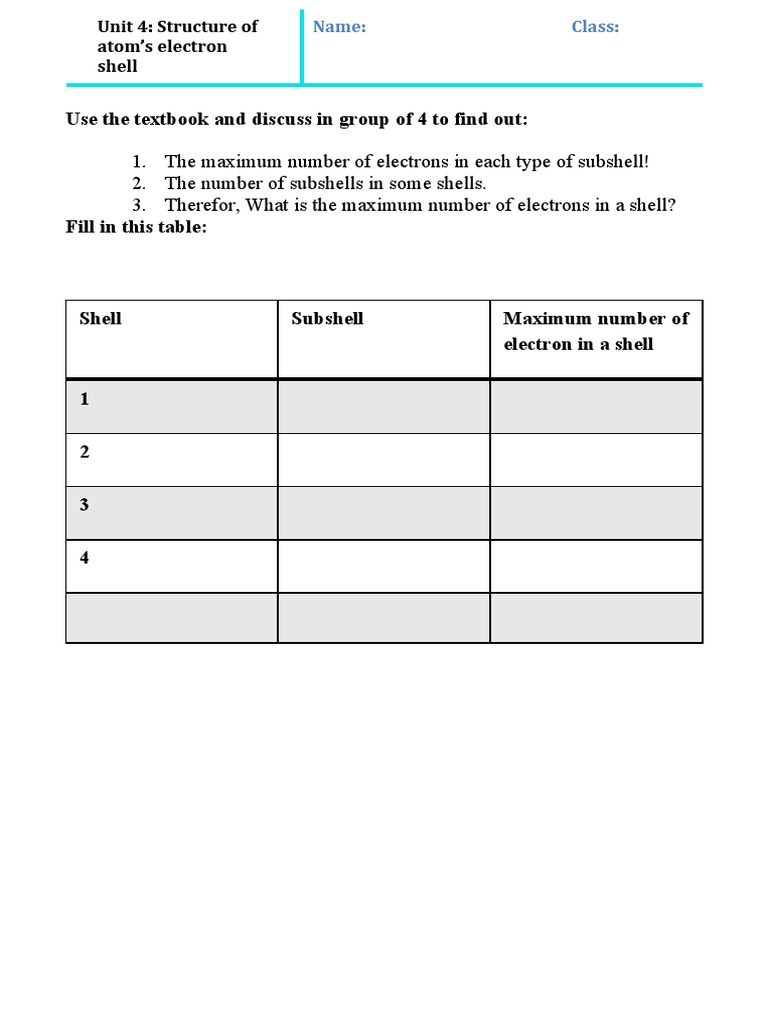 Electron Shell Structure and Exercises | PDF | Science & Mathematics ...