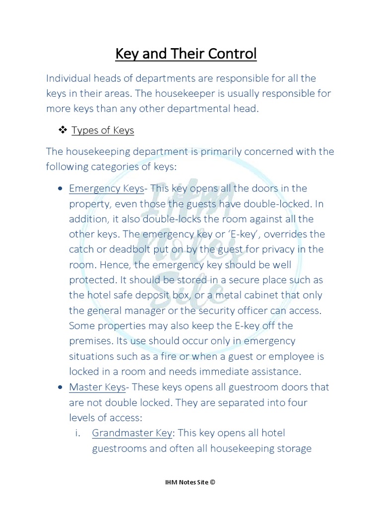 Key Control & All Types of Keys | Download Free PDF | Emergency | Smart ...