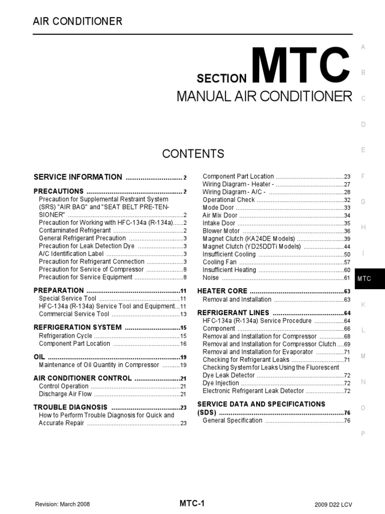 Manual Air Conditioner: Section | PDF | Air Conditioning | Home Appliance