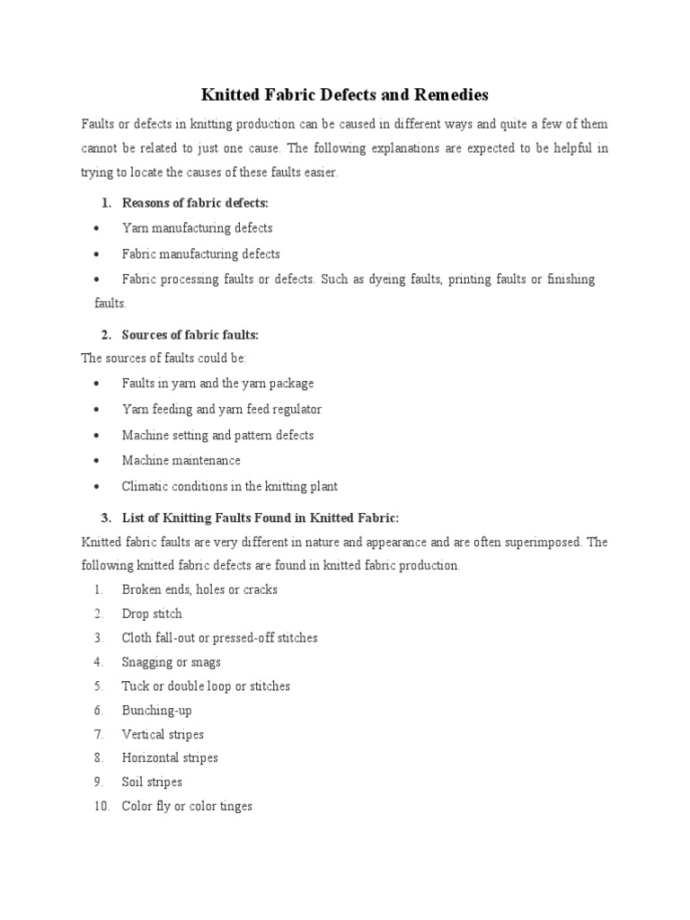 Understanding Knitting Defects: Common Faults, Potential Causes and ...