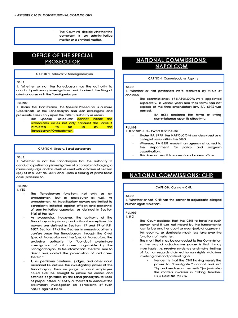 ASTERIES CASES - CONSTITUTIONAL COMMISSIONS - 10-End | PDF | Prosecutor | Complaint