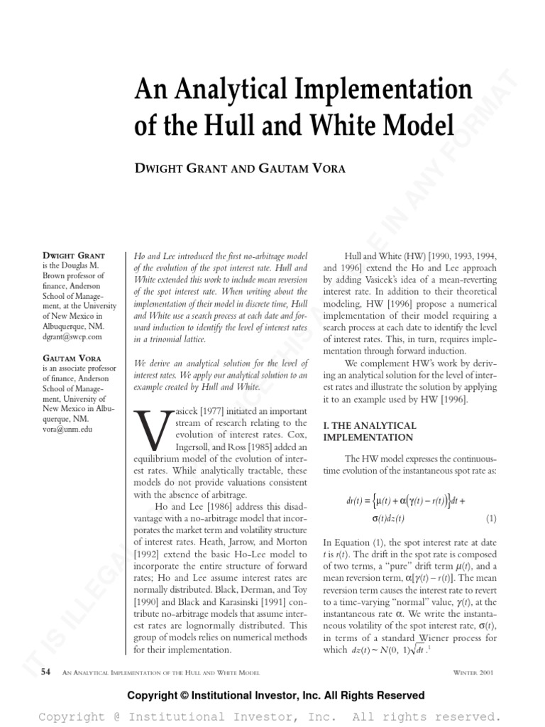 Hull White Model | PDF | Volatility (Finance) | Option (Finance)