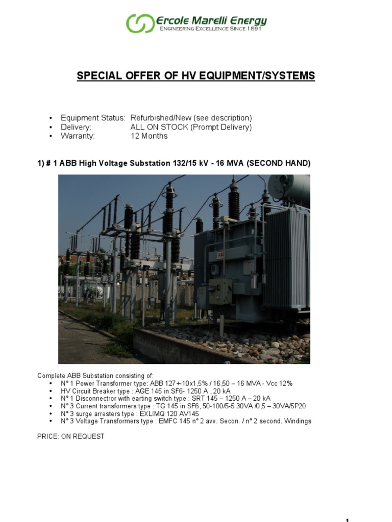 Special Offer of HV Equipment Ly | PDF | Transformer | Electrical ...