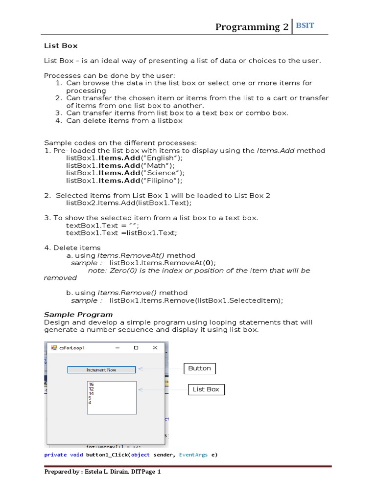 Manipulating Listboxes: Adding, Removing, and Clearing Items Using ...