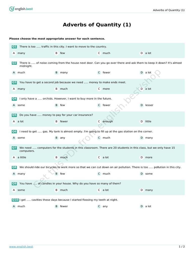 Englishbest - Adverbs of Quantity 1 | PDF | Business | Nature