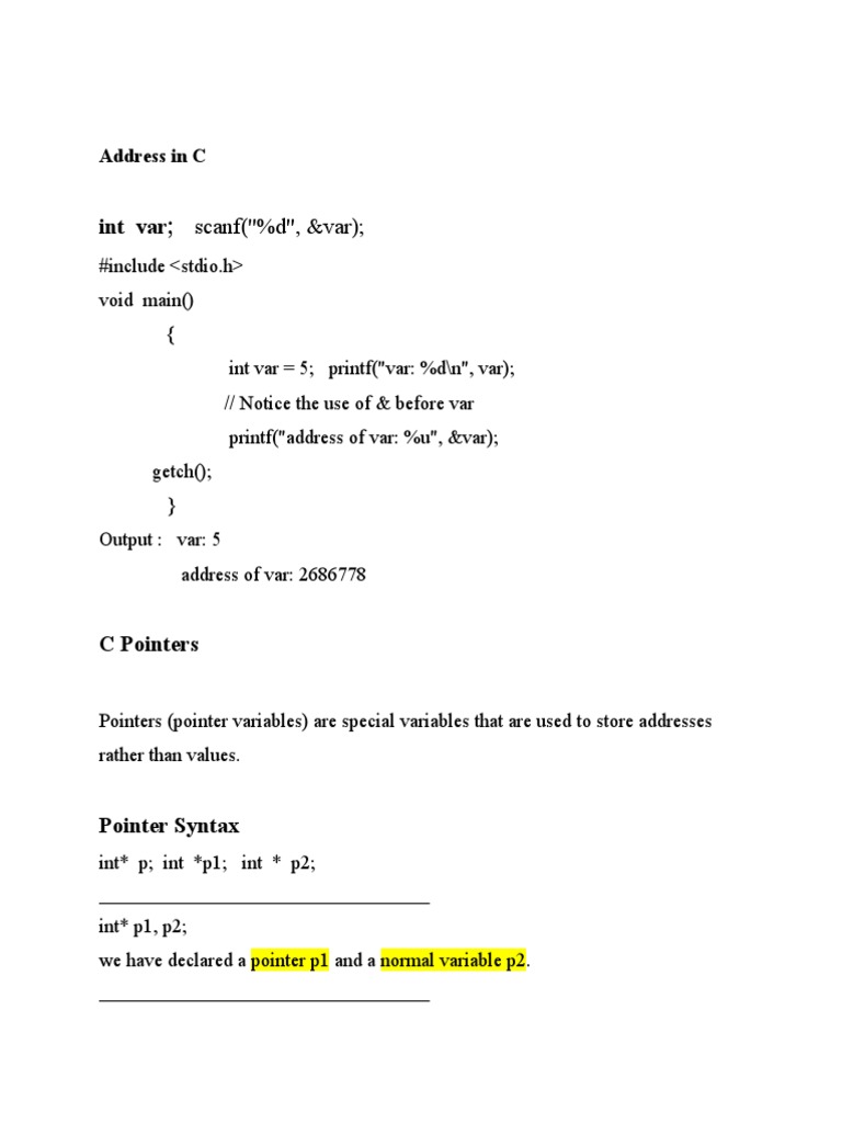 Pointer | PDF | Pointer (Computer Programming) | Array Data Structure