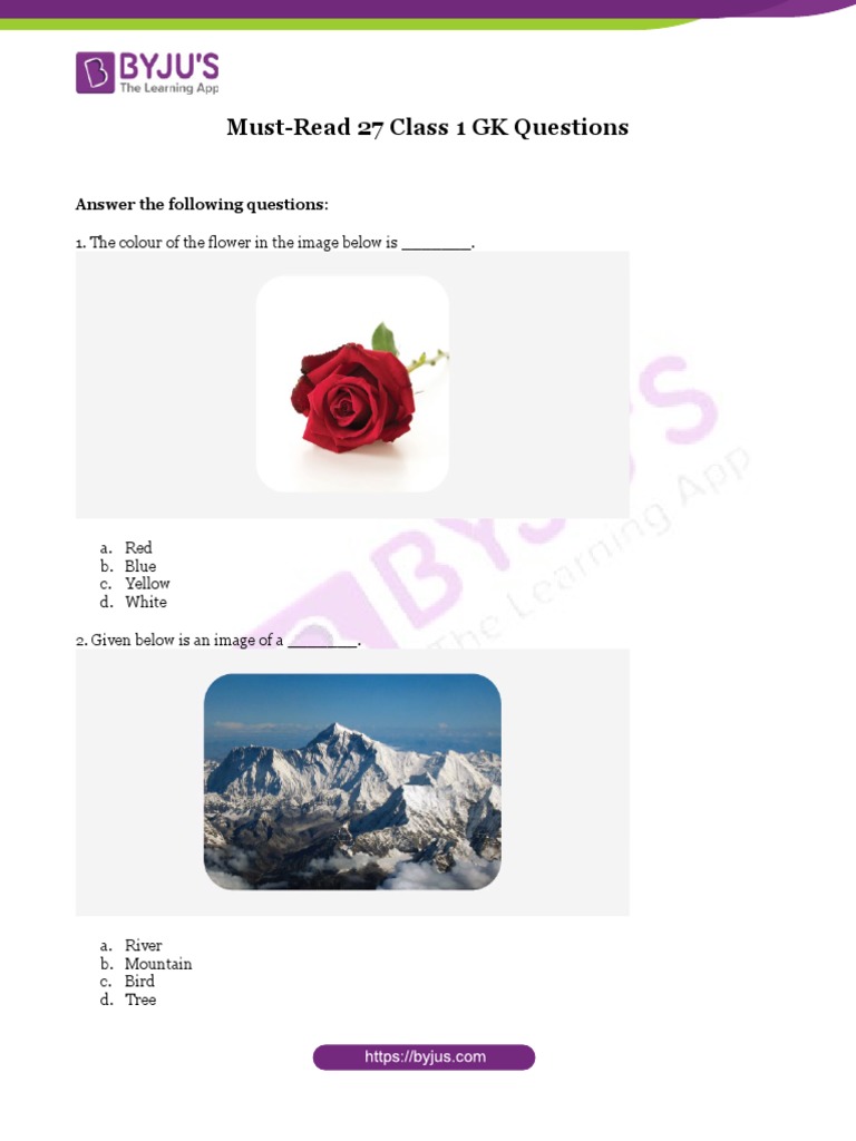27 Must Read Class 1 GK Questions PDF | PDF | Nature