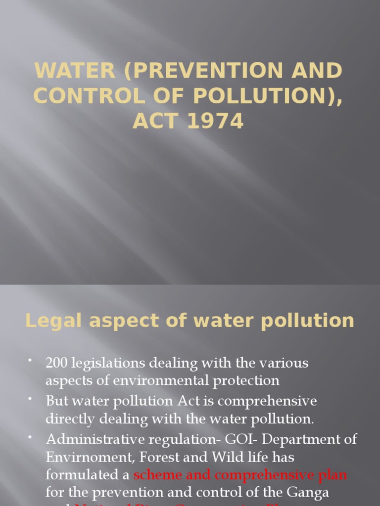 Water (Prevention and Control of Pollution) | PDF | Water Pollution ...