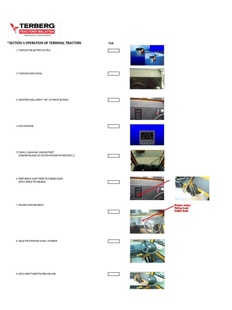 Terminal Tractor Operation Guide | PDF | Technology & Engineering