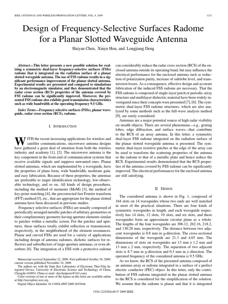 Design of Frequency-Selective Surfaces Radome For A Planar Slotted ...