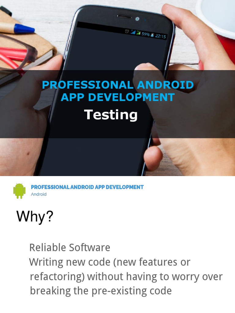 Testing: Professional Android App Development | PDF | Unit Testing ...