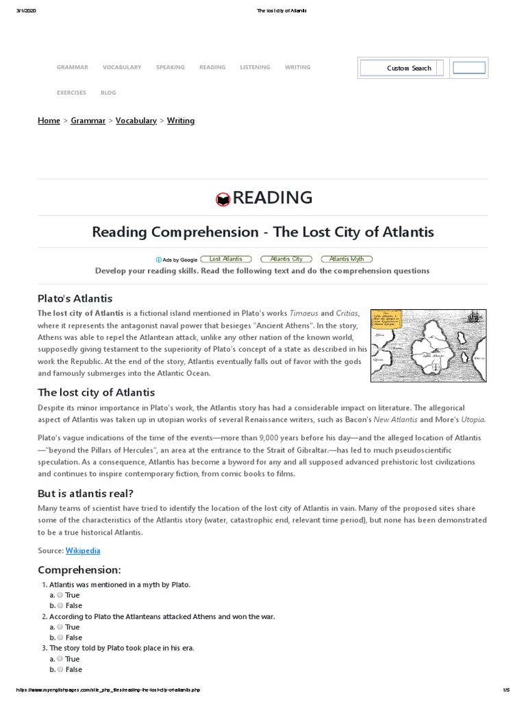 The Lost City of Atlantis PDF | PDF | Atlantis | Linguistics