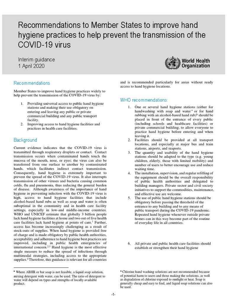 WHO 2019 Ncov Hand - Hygiene - Stations 2020.1 Eng PDF | PDF | Hand ...