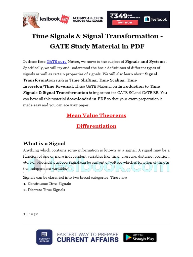 Time Signals & Transformations Guide | PDF | Discrete Time And ...