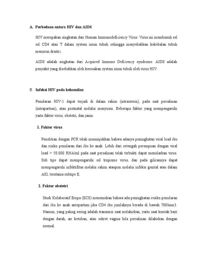 Perbedaan Antara HIV Dan AIDS | PDF