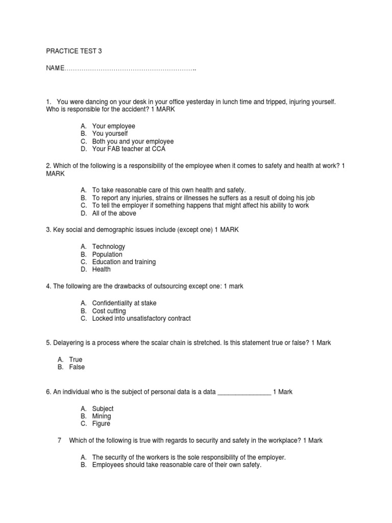 Practice Test 3 | PDF | Retail | Outsourcing