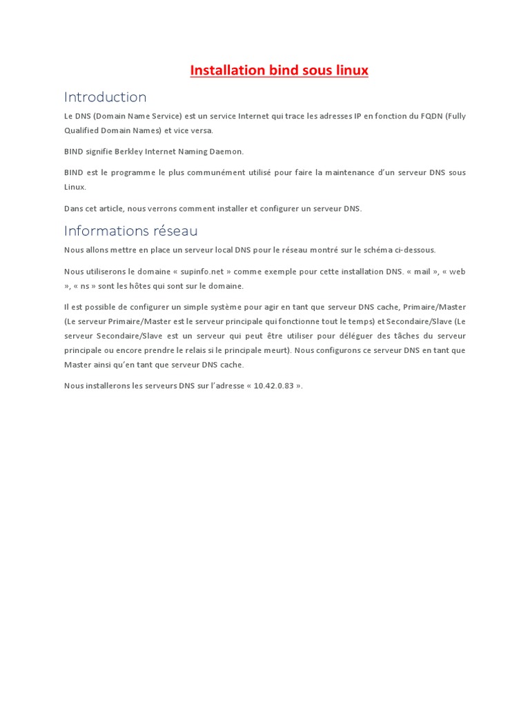 Installation de BIND pour DNS sous Linux | PDF | Système de noms de domaines | Gouvernance d ...