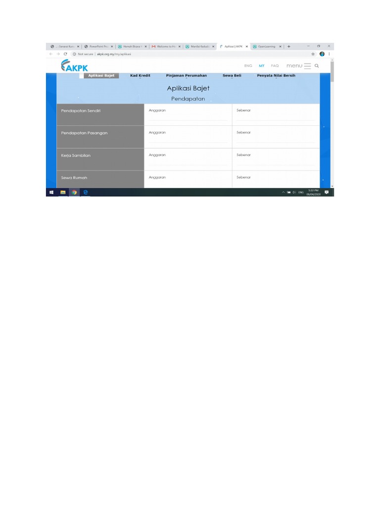 Contoh Pengiraan Bajet | PDF