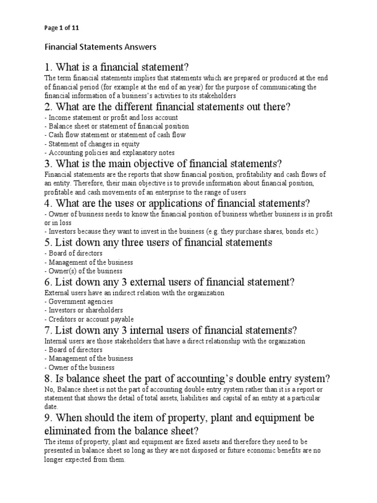 Financial Statements Awnsers | PDF | Financial Statement | Expense