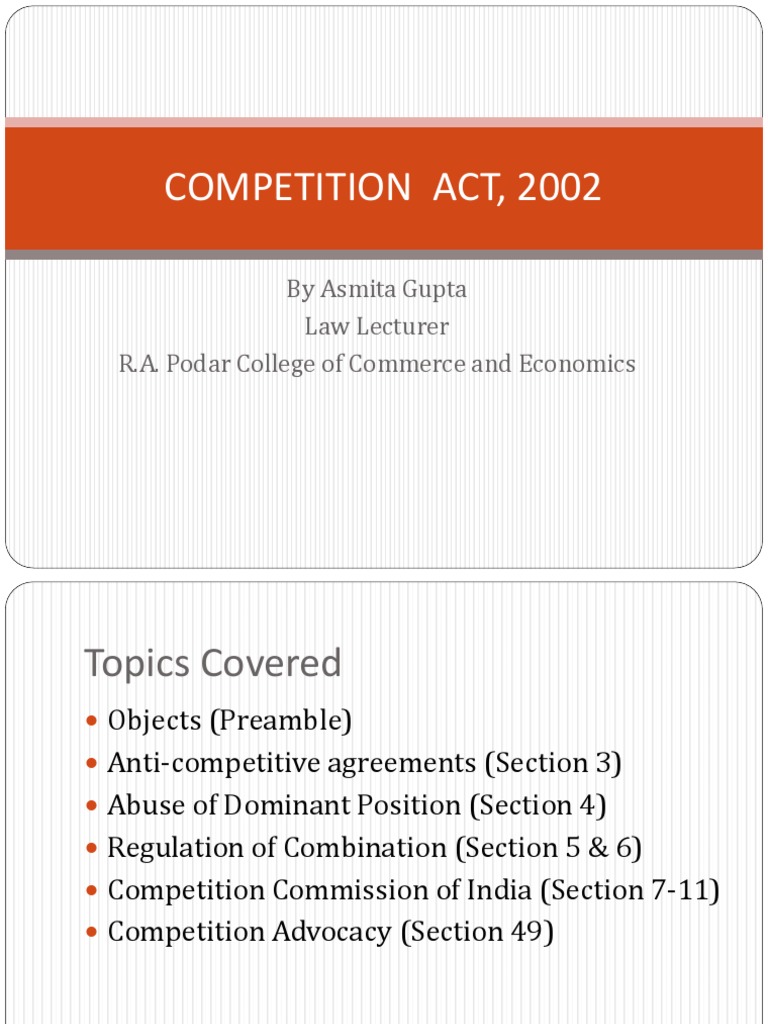 Competition-Act - 2002 | PDF | Business Law | Government