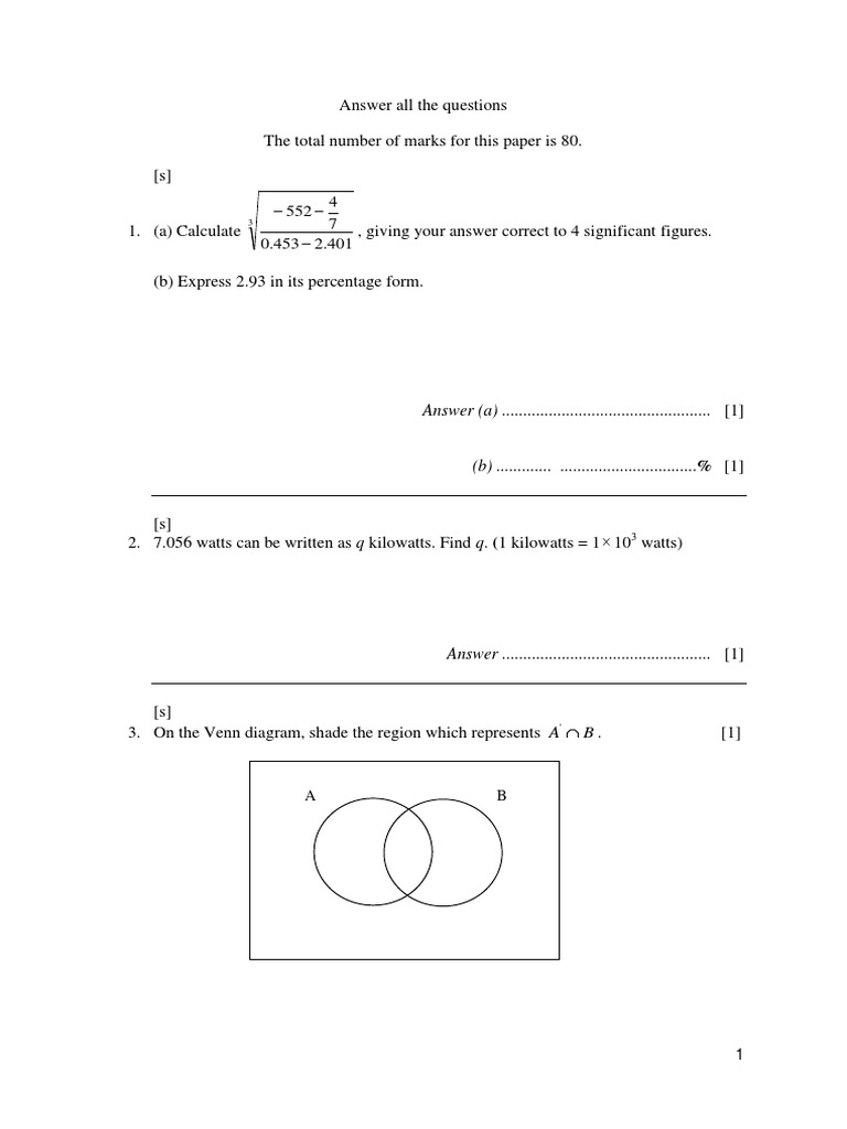 ERC 2018 O Level Math P1 - v4 Final PDF | PDF | Density | Speed