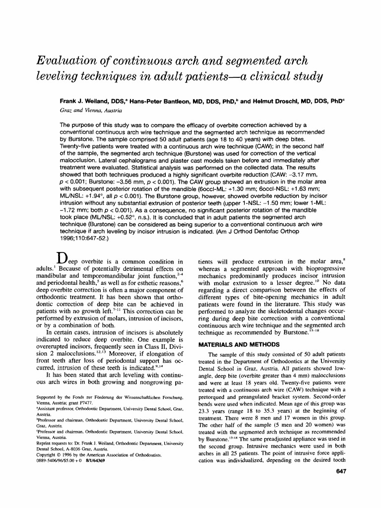 Evaluation of Continuous Arch and Segmented Arch Leveling Techniques in ...